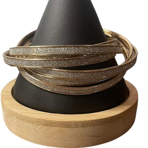 Charming Charlie | Jewelry | Nwt Charming Charlie Gold Toned Sparkly Bangle Set | Poshmark